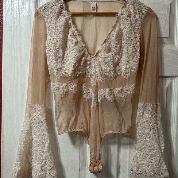Victoria's Secret | Tops | Victorias Secret Lace Ivory Bodysuit | Poshmark
